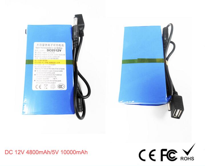 DC Lithium ion power bank battery li-poly 12v 4800mah/5V 10Ah