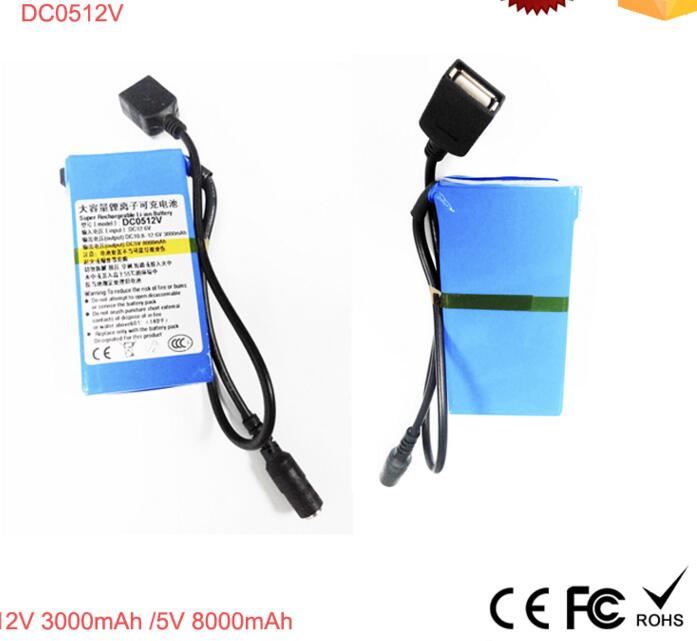 battery pack Rechargeable 5v 8ah/12v 3A with charger